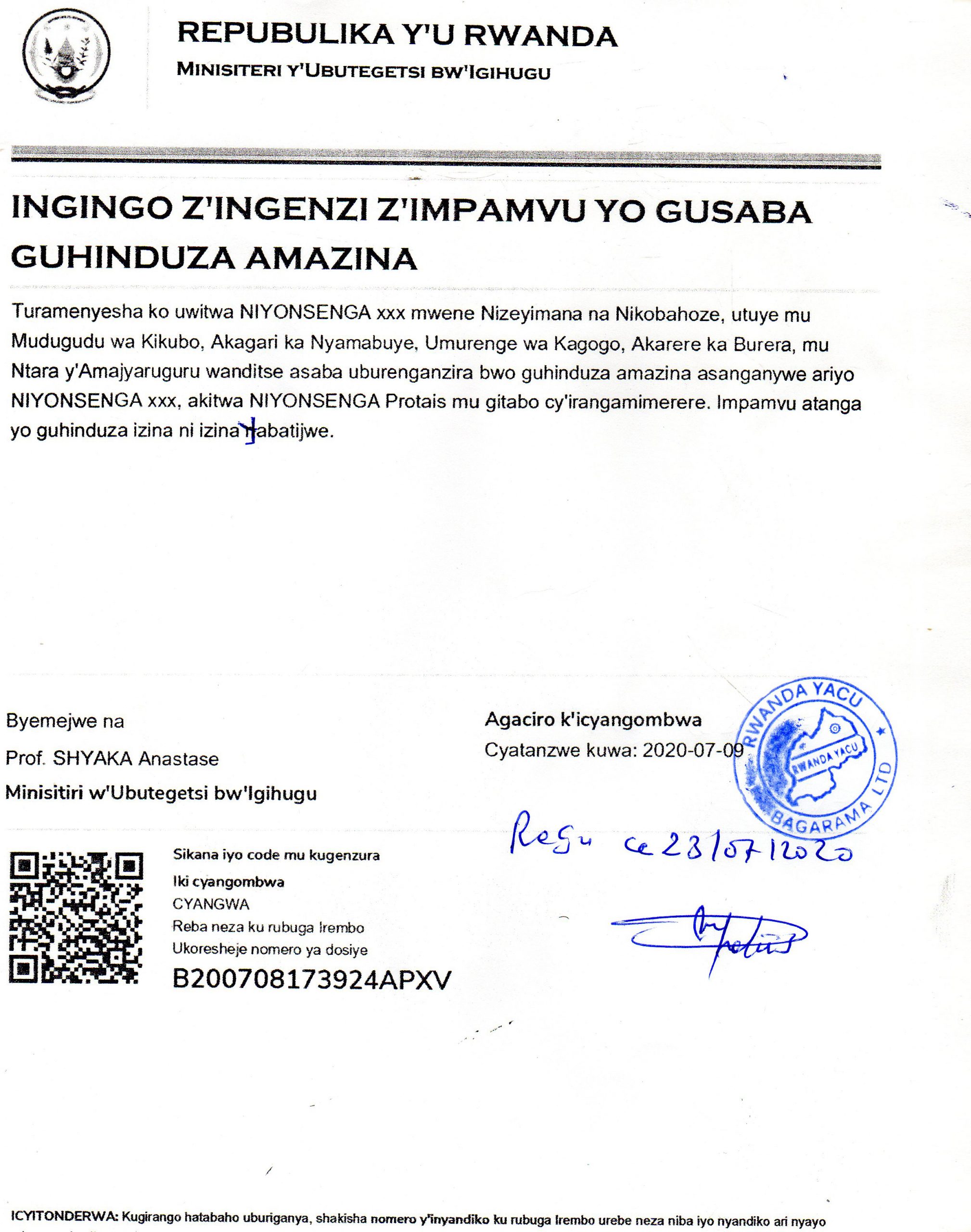 NIYONSENGA POROTE - Rwandayacu